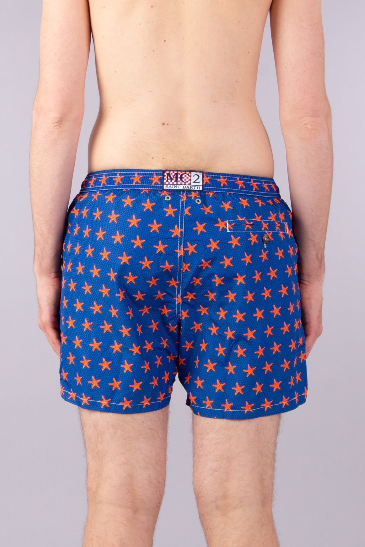 MC 2 SAINT BARTH Regular Fit Star On Star Swim Shorts Lighting Micro ...