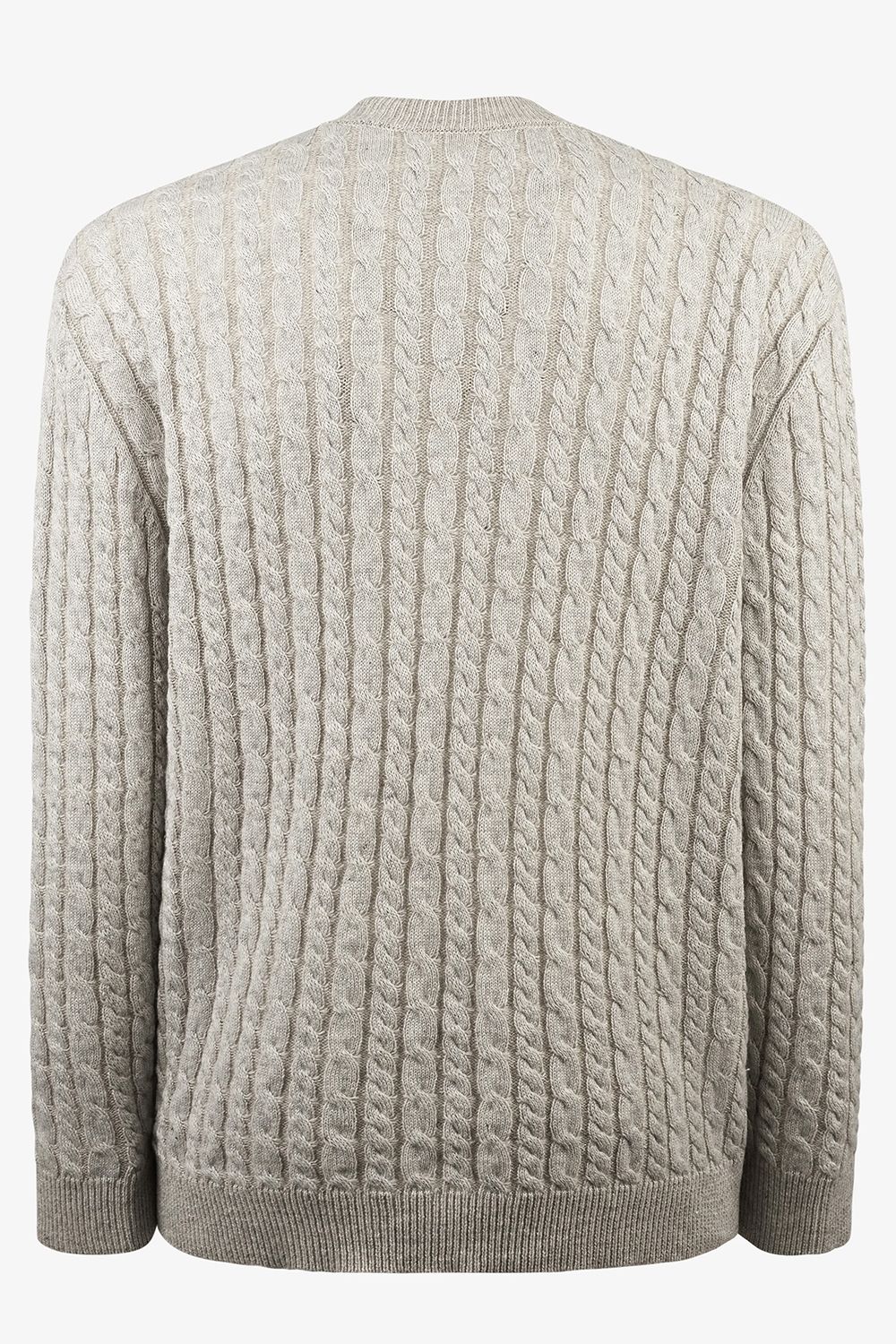 SEASE Regular Fit Cable Knit Vanisé Linen-Cashmere Blend Crew Neck ...