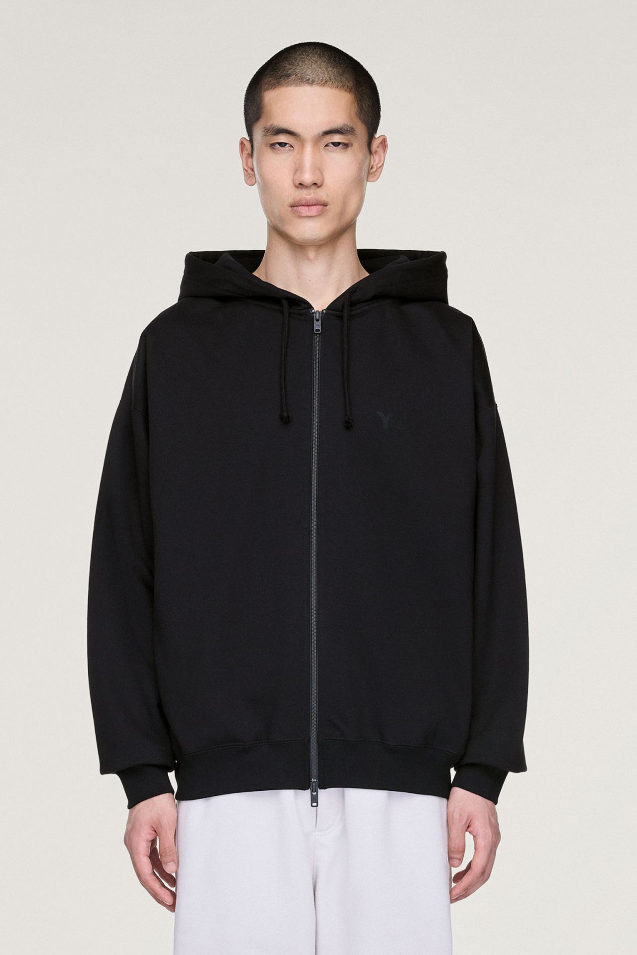 Y-3 Oversized Fit Brushed Cotton Blend French Terry Zip-Up Hoodie | KA3107