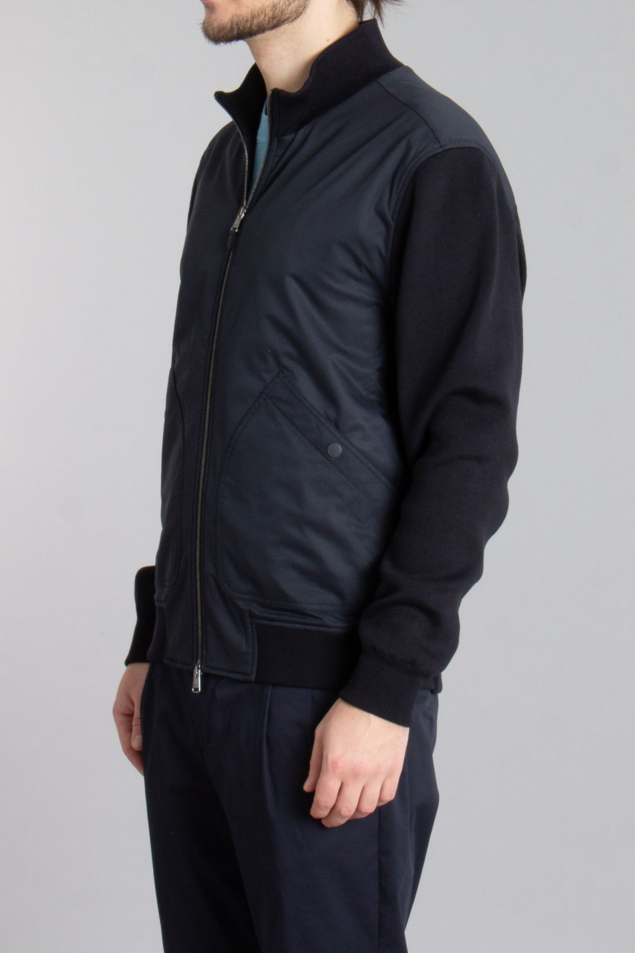 CANALI Regular Fit Technical Fabric & Rib Knit Jacket | SG03220O40977301