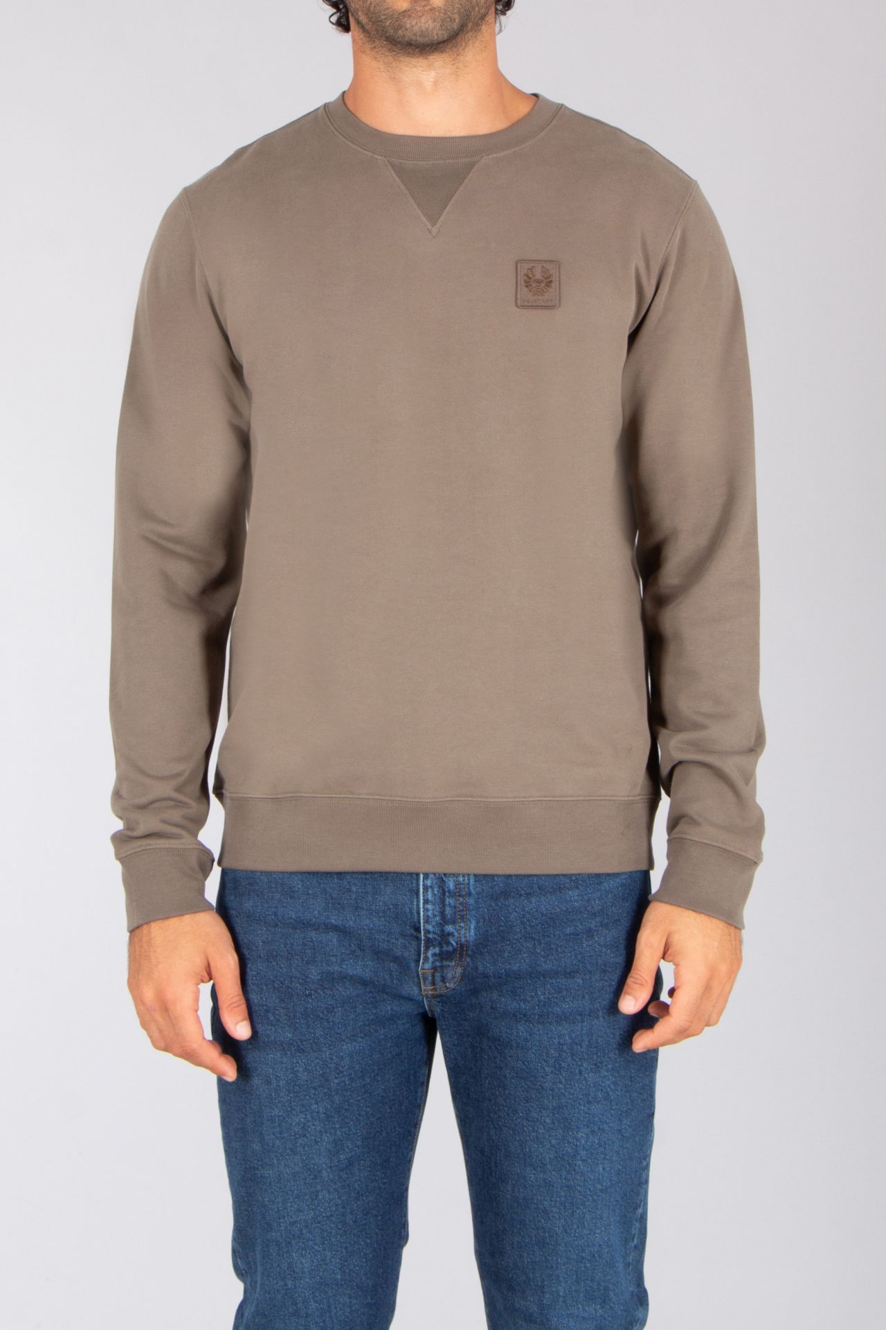 BELSTAFF Regular Fit Supima Cotton Fleece Crew Neck Swetashirt Curator ...