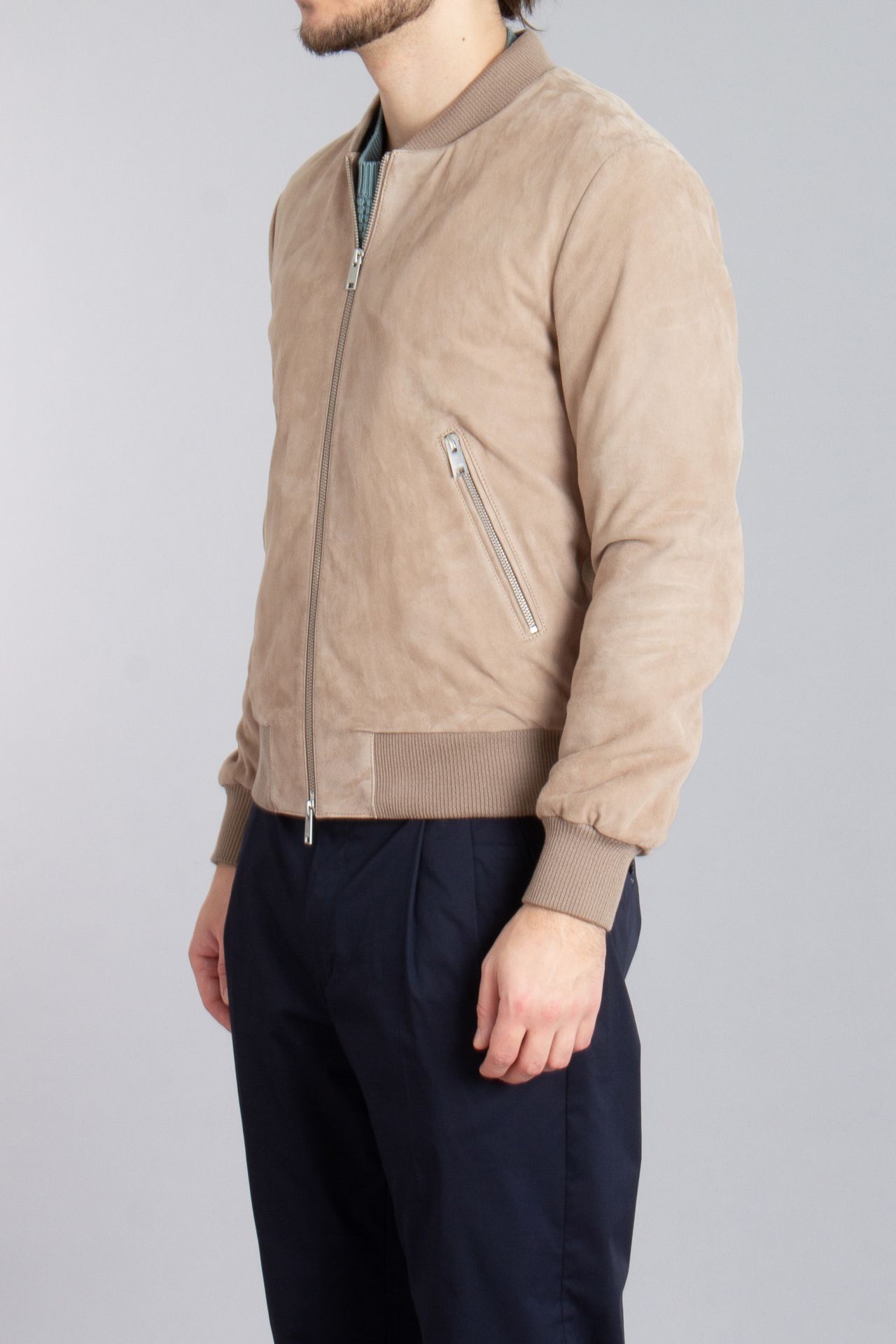 ARMA Regular Fit Goat Suede Bomber Jacket Didier | DIDIERGREYTAUPE
