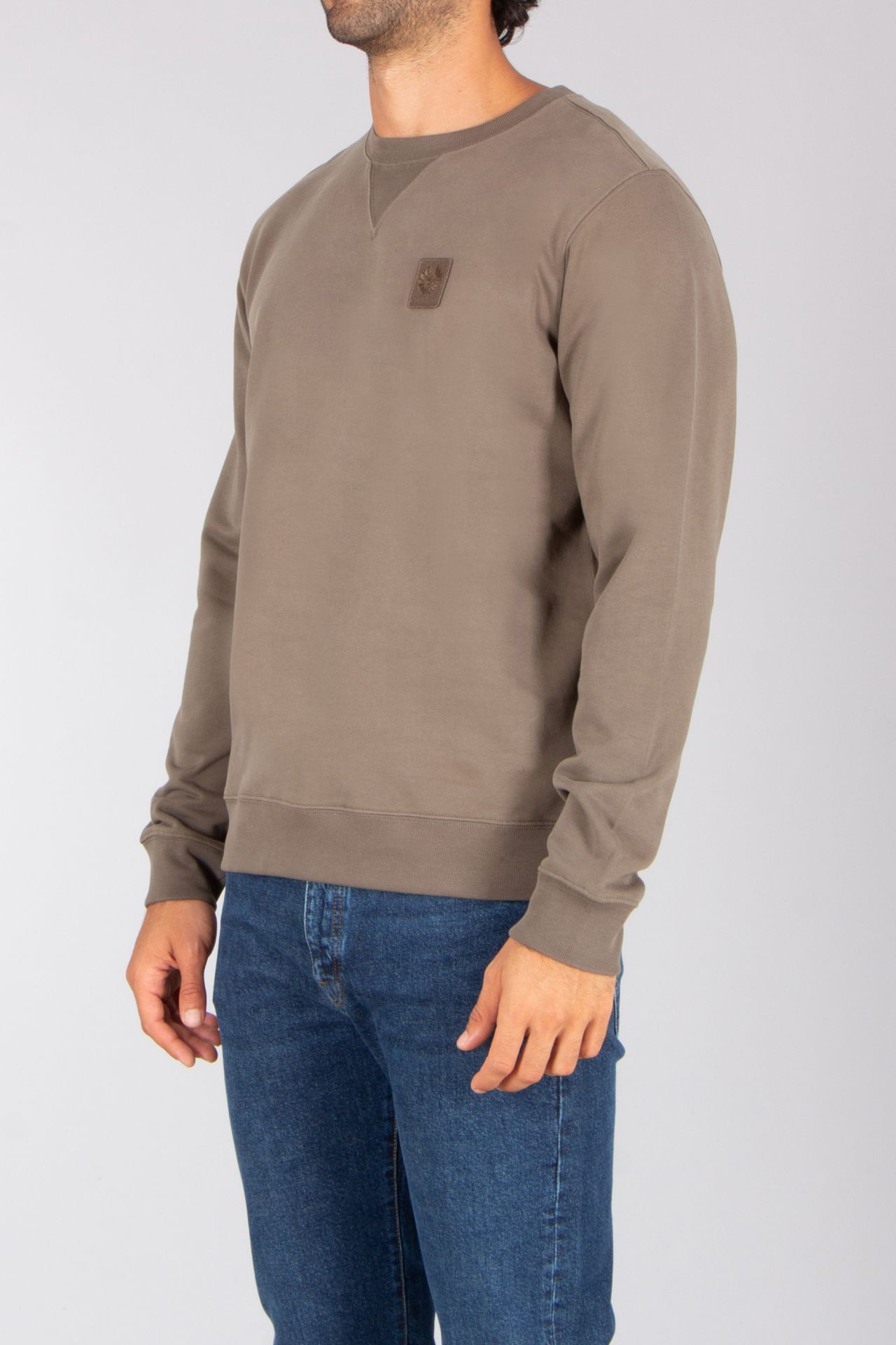 BELSTAFF Regular Fit Supima Cotton Fleece Crew Neck Swetashirt Curator ...