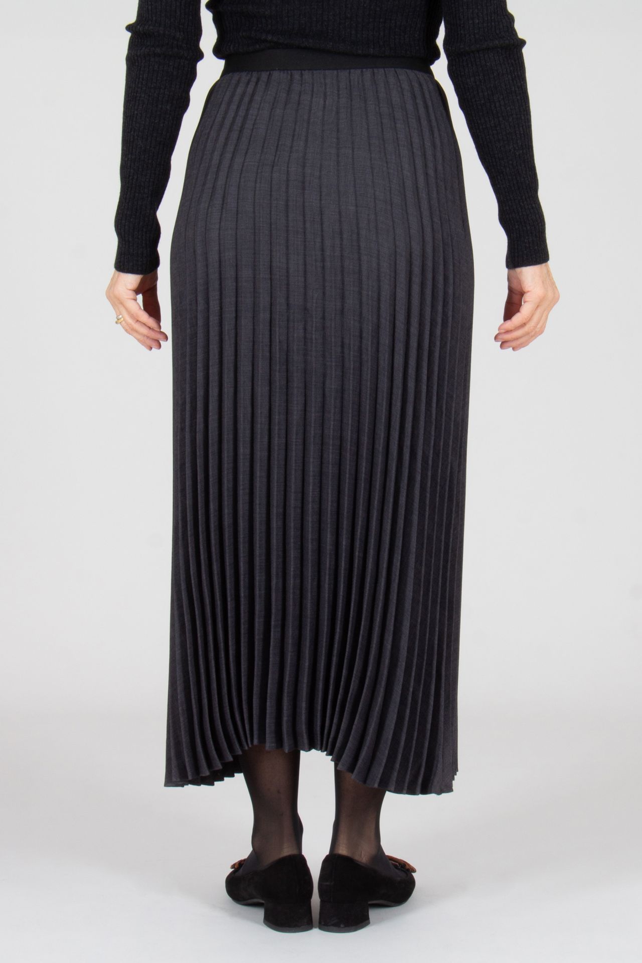 0039 ITALY Regular Fit Virgin Wool Blend Pleated Skirt Katie ...